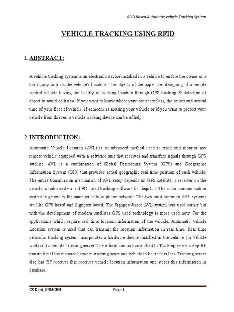 Rfid Based Automatic Vehicle Tracking System Pdf Radio Frequency