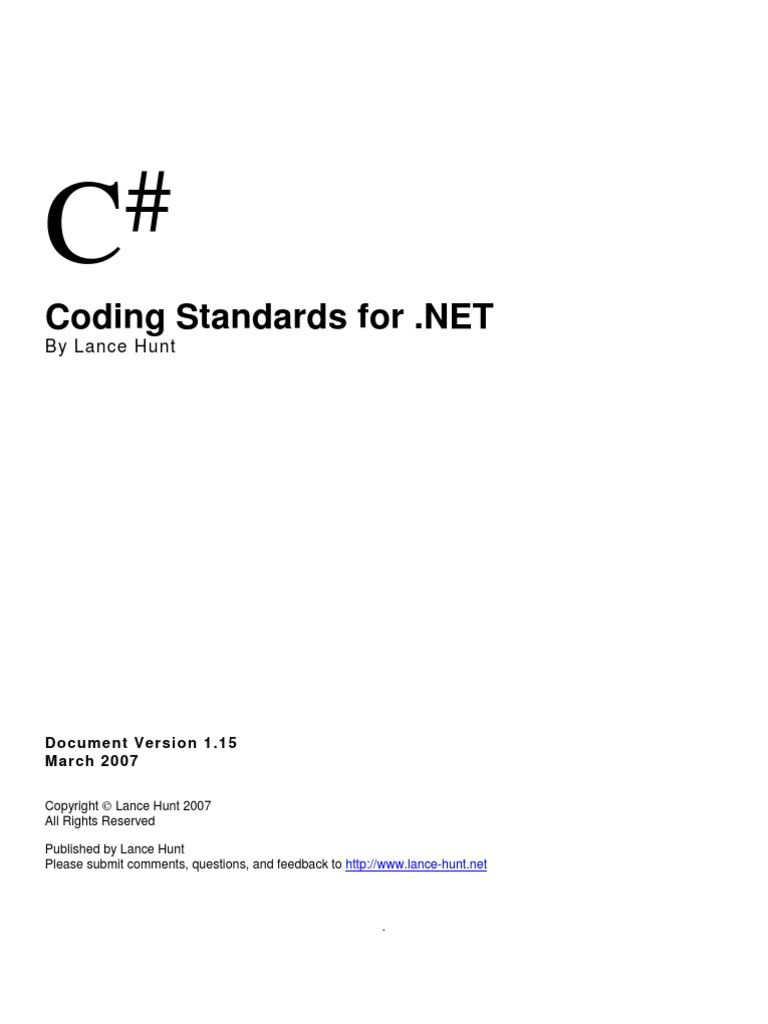 Csharp Coding Standards C Sharp Programming Language Class Computer Programming 