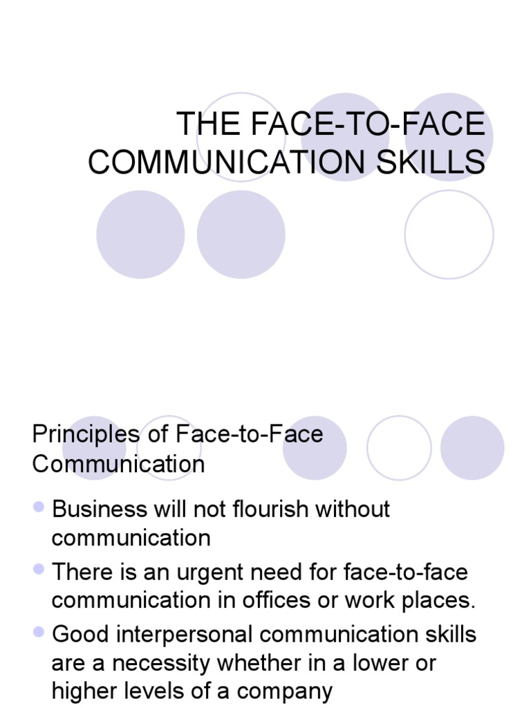 Face-to-Face Communication Skills | PDF | Communication | Psychology