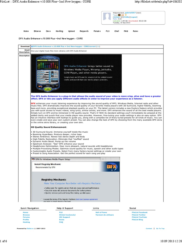 FileList - DFX Audio Enhancer v.10.008 Plus - Incl New Keygen - CORE ...