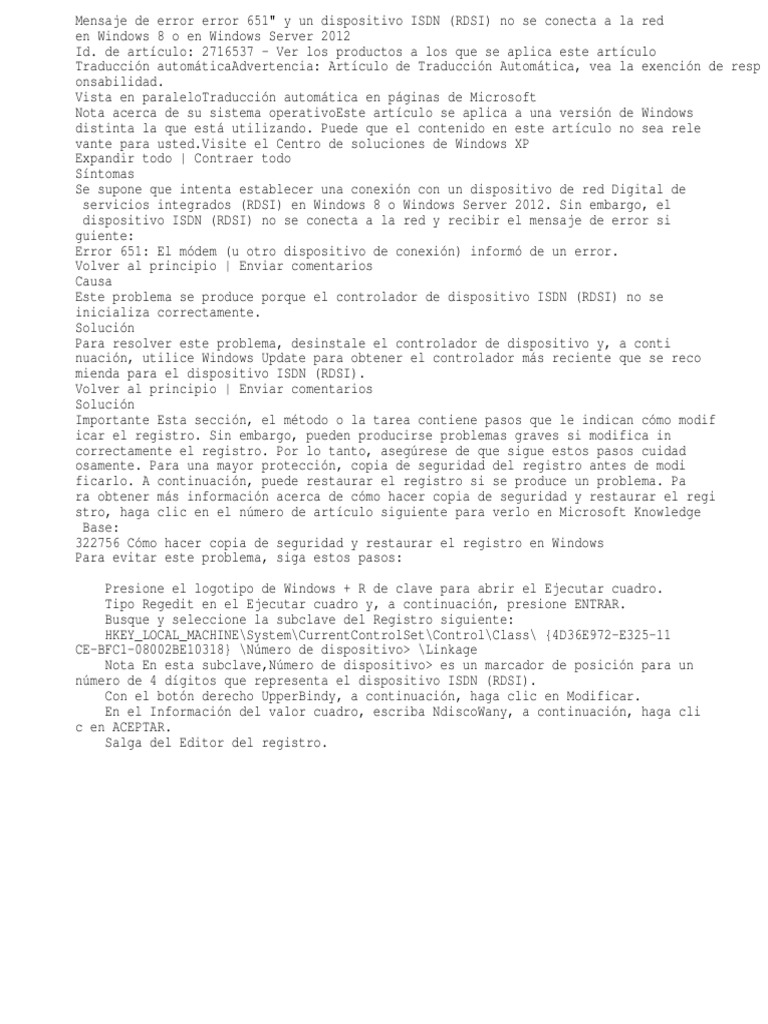 Error 651 | PDF | Microsoft Windows | Arquitectura de Computadores