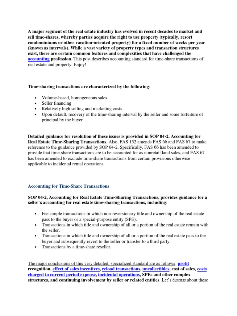 Accounting for Time-Share Transactions | PDF | Financial Transaction ...