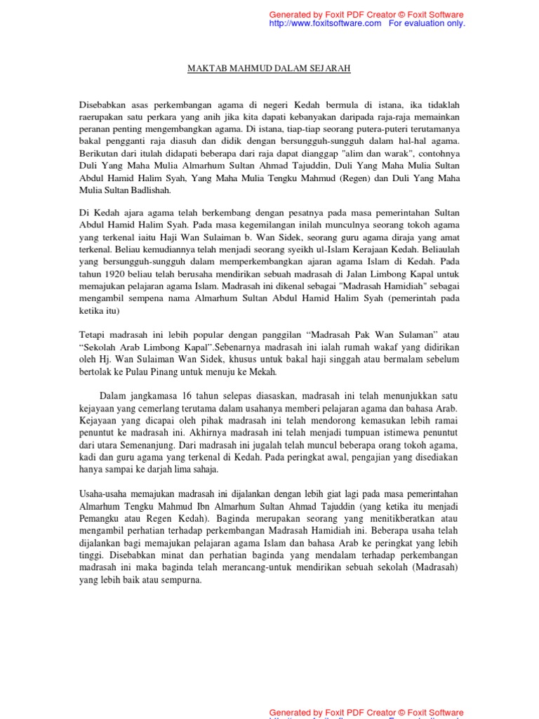 Sejarah Maktab Mahmud | PDF