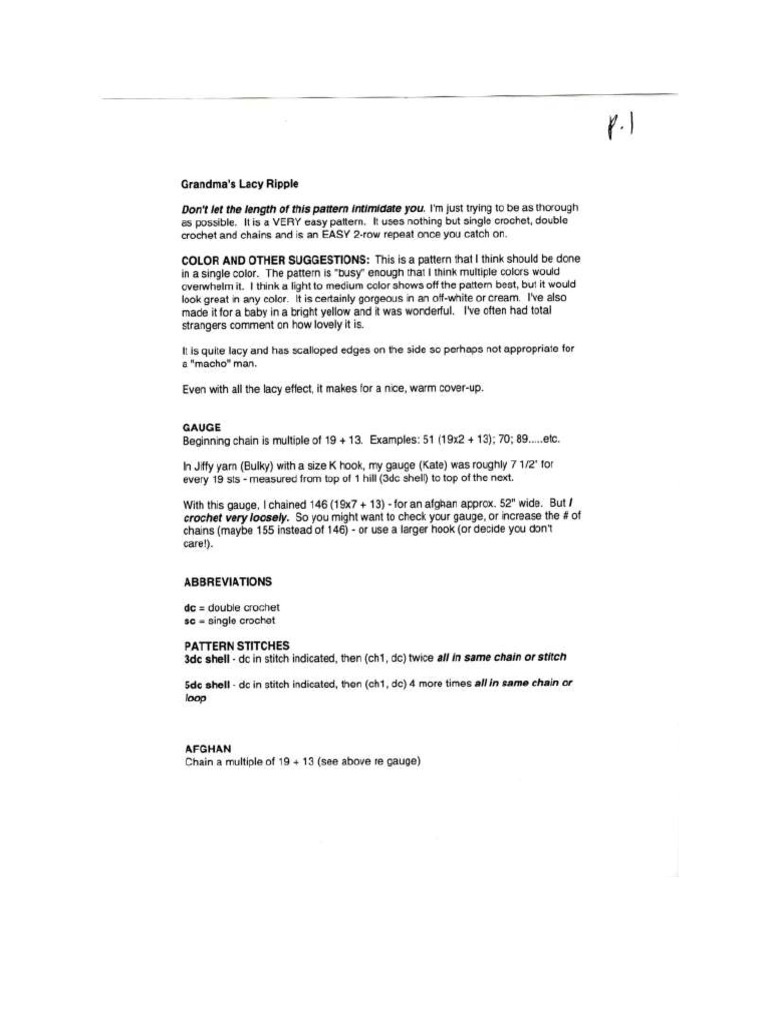 Grandma's Lacy Ripple Pattern | PDF | Woven Fabrics | Textiles