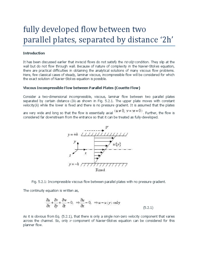 Fully Developed Flow Between Two Parallel Plates | PDF | Fluid ...