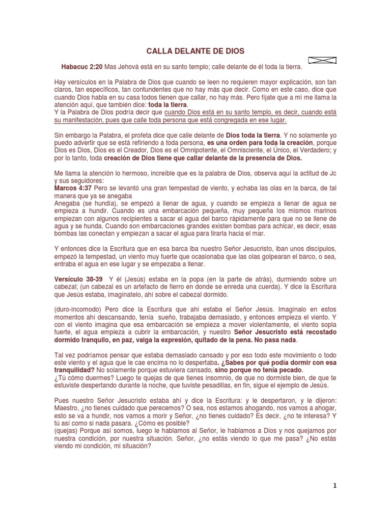 Calla Delante de Dios | PDF | Moisés | eucaristía