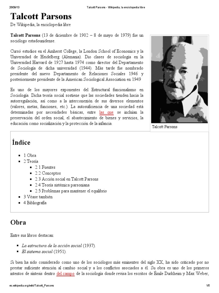 Talcott Parsons | Sociología | Teorías sociológicas