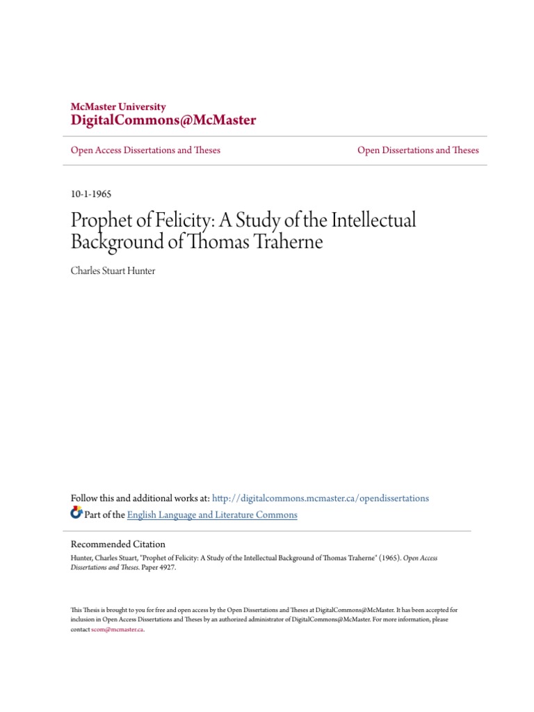 Traherne Dissertation | Download Free PDF | Thesis | Aristotle