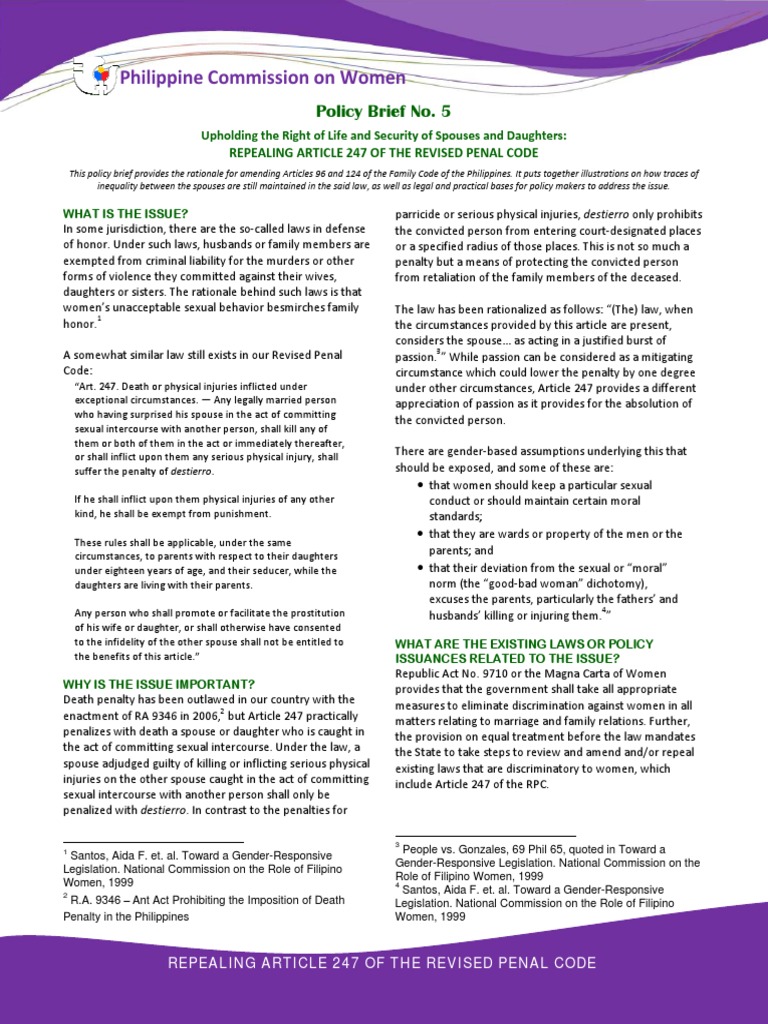 5 RPC Article 247 | PDF | Marriage | Gender Equality