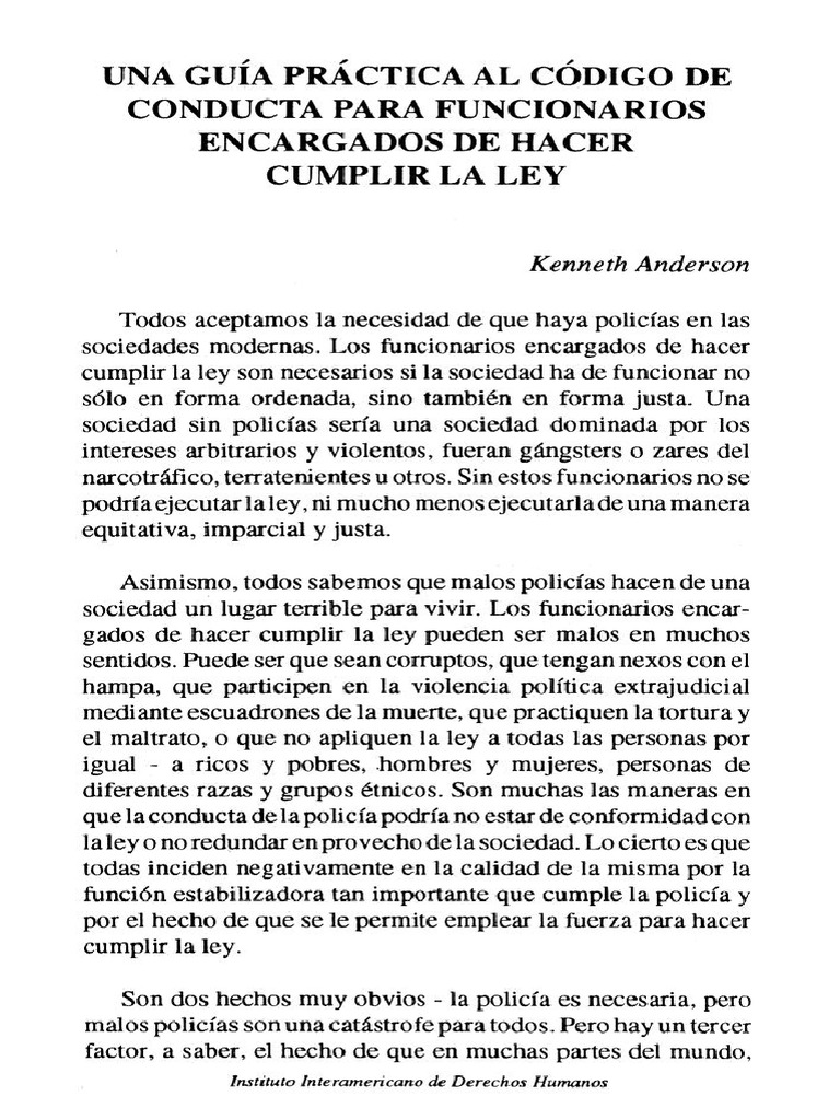 Guía Práctica Del Código de Conducta para Funcionarios Encargados de Hacer Cumplir La Ley | PDF ...
