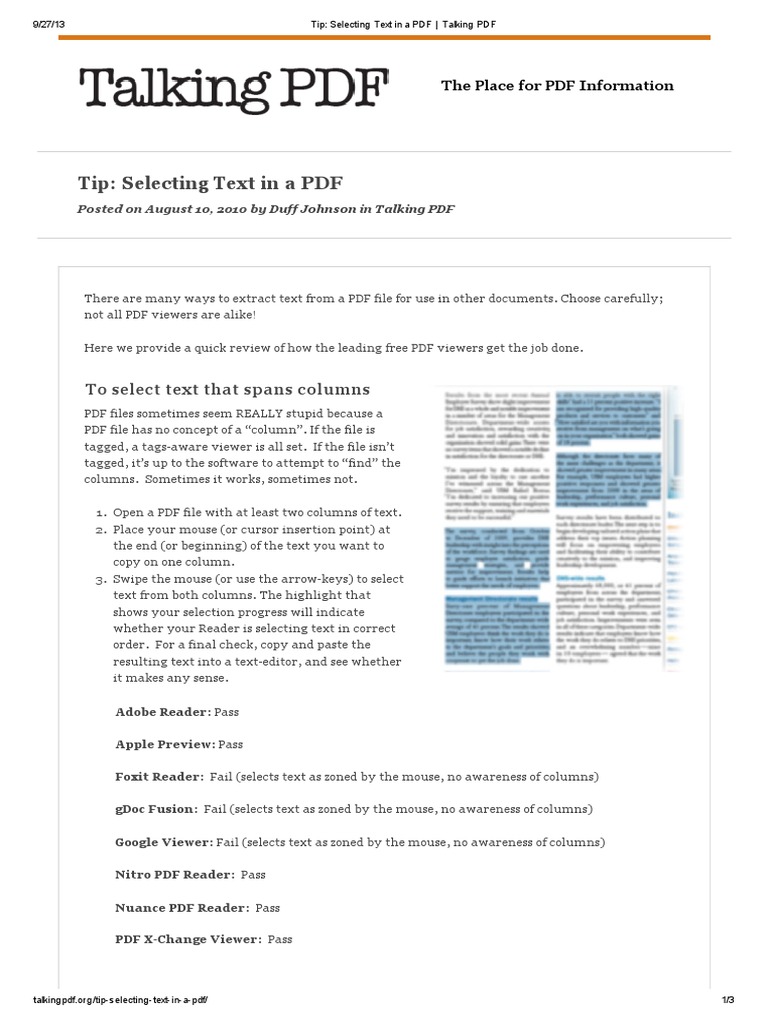 Tip - Selecting Text in A PDF | PDF | Computer File Formats | Computing ...