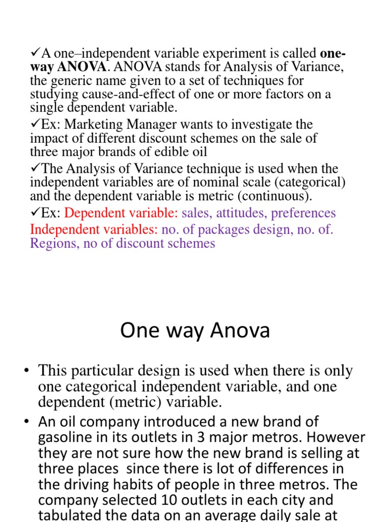 Way ANOVA. ANOVA Stands For Analysis of Variance,: Dependent Variable ...