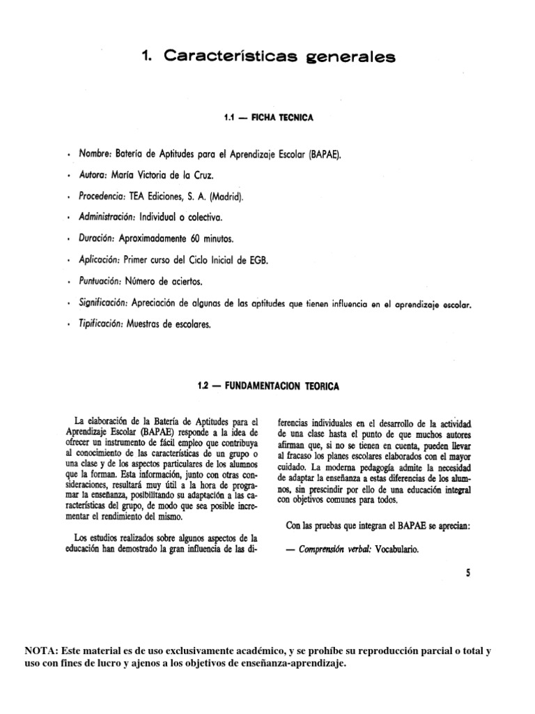 Manual de Pruebas BAPAE | PDF
