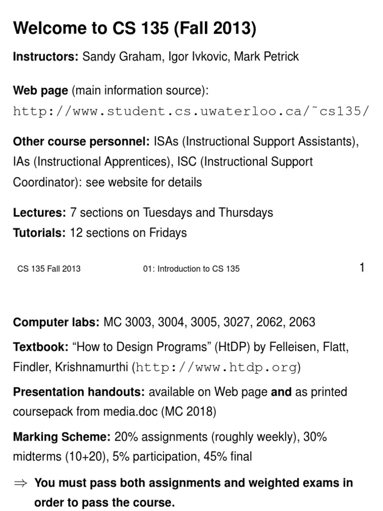 CS 135 Course Notes University of Waterloo Fall 2013 | Download Free ...