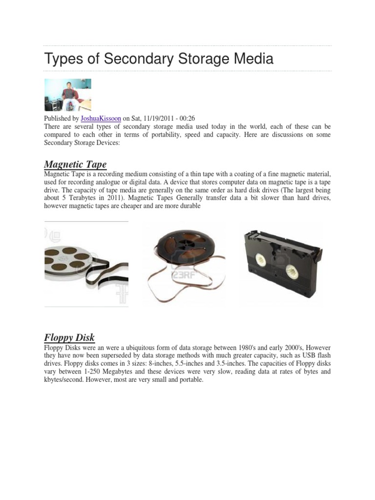 Types of Secondary Storage Media | PDF | Computer Data Storage | Usb ...