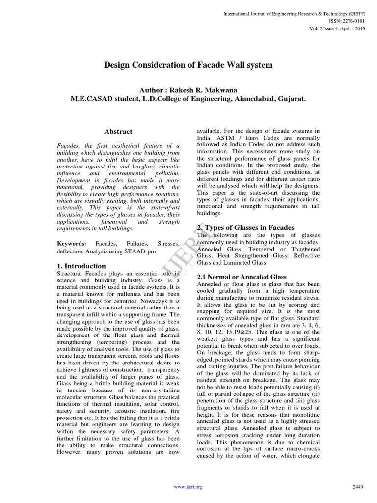 Design Considerations for Facade Wall Systems Using Different Types of ...