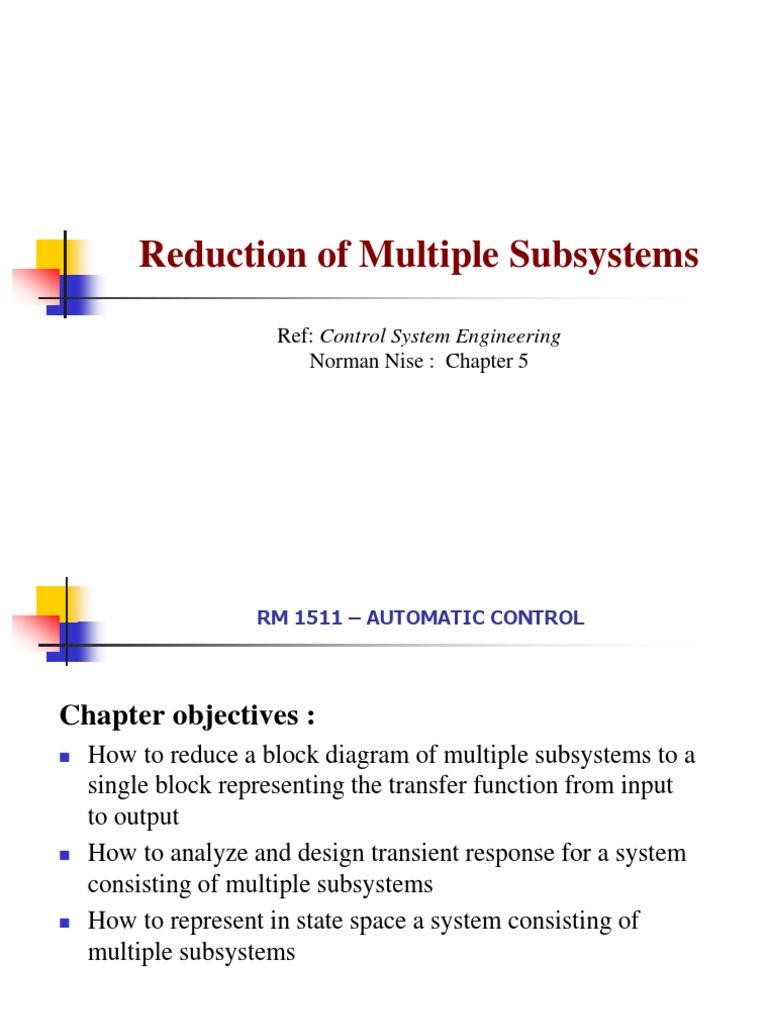 Lect 4 - Reduction of Multiple Subsystems | PDF | Control Theory | Emergence
