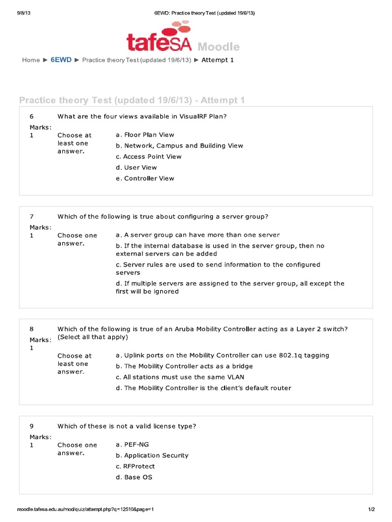 Aruba ACMA Practice Theory 6EWD Pt2 | PDF | Foreign Language Studies