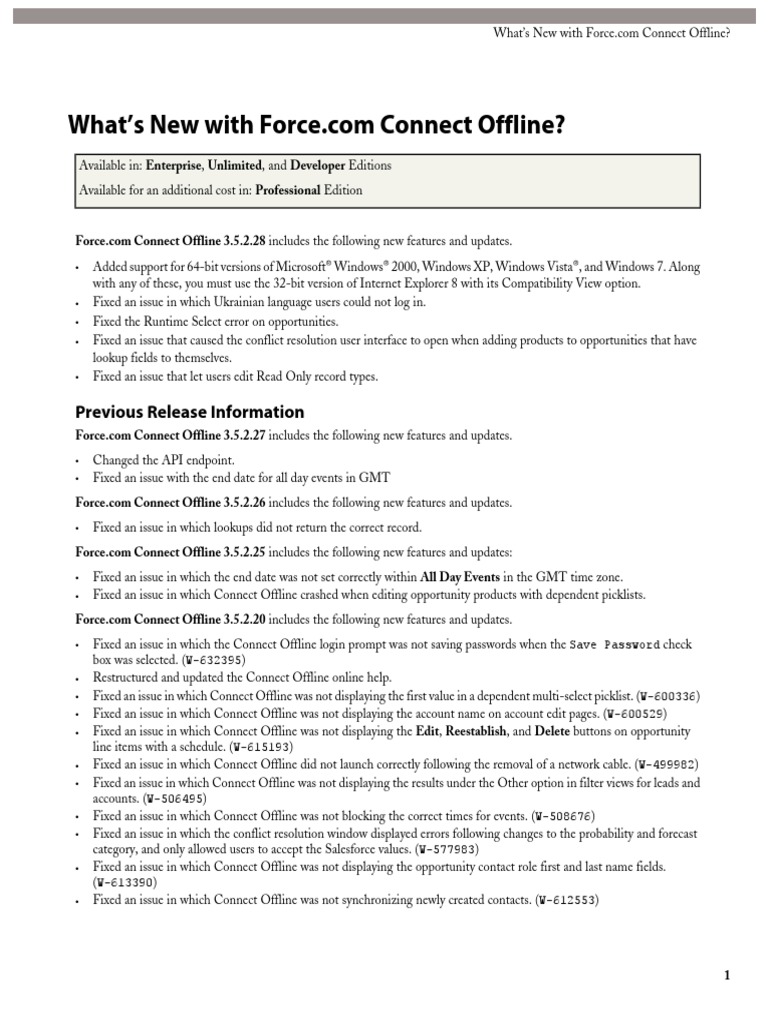 Salesforce Offline Release Notes | PDF | Online And Offline ...
