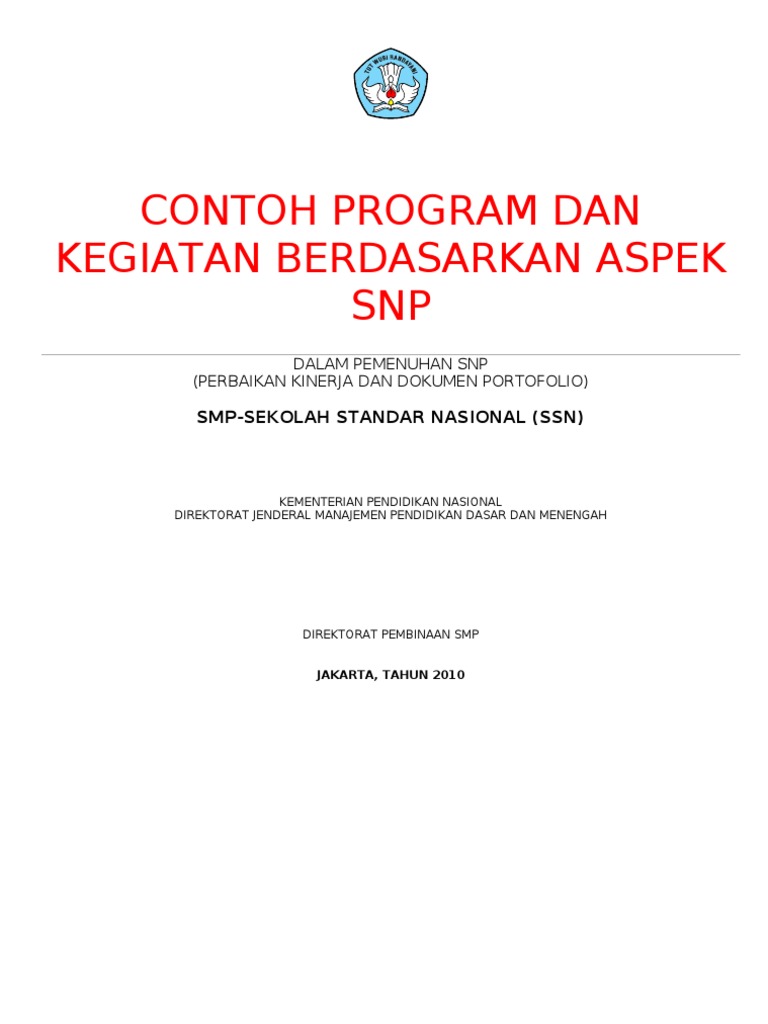 Contoh Program Berdasarkan Aspek SNP Ada Ket Di SKL | PDF