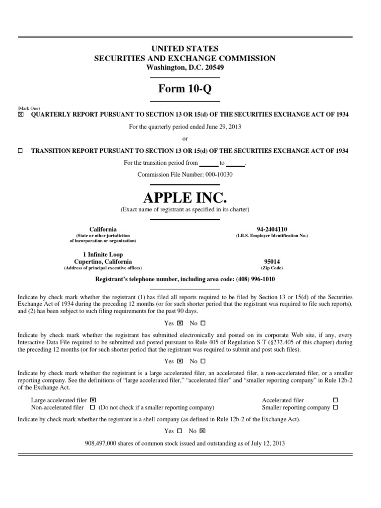 Apple Inc.: Form 10-Q | PDF | Derivative (Finance) | Hedge (Finance)