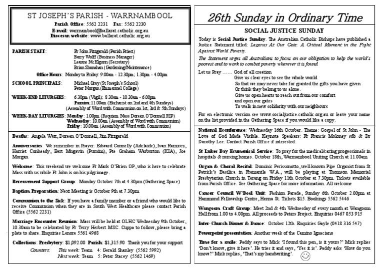 26th Sunday in Ordinary Time | PDF | Mass (Liturgy) | Catholic Church