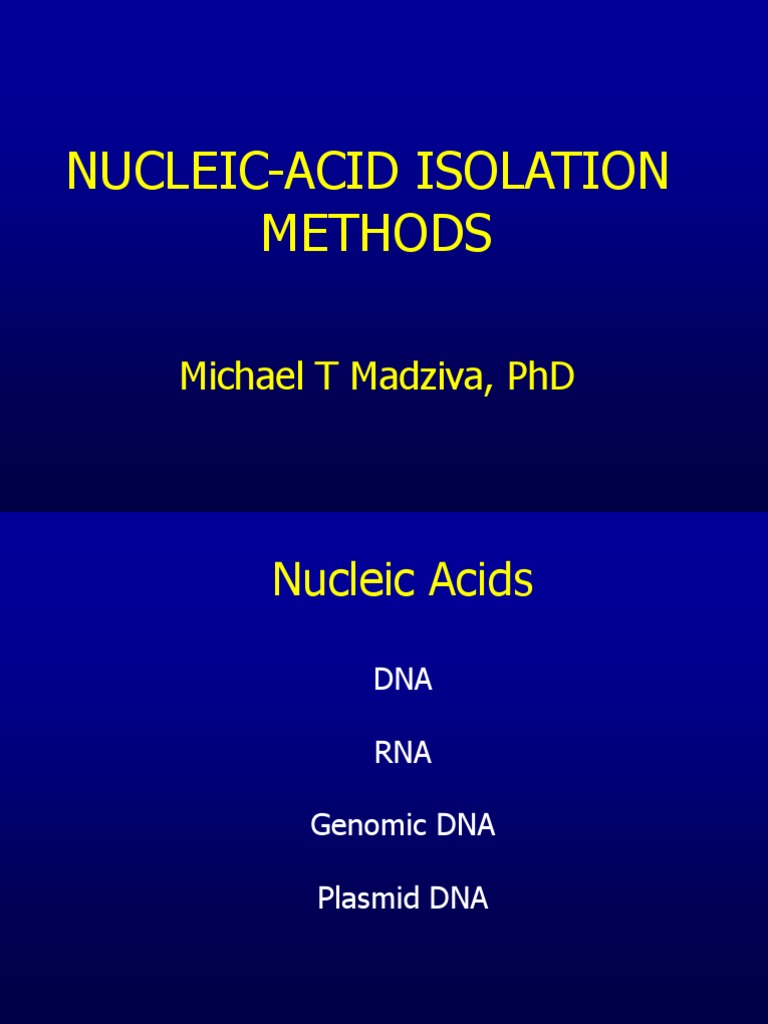 Nucleic-Acid Isolation Methods: Michael T Madziva, PHD | PDF | Lysis | Dna