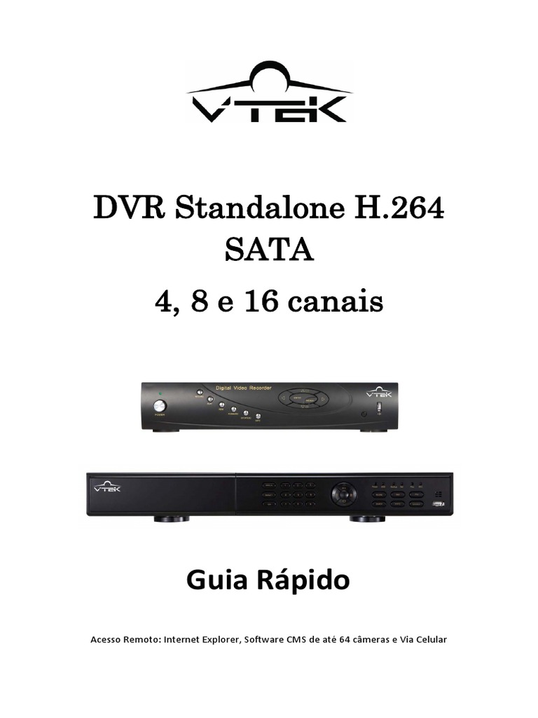 Guia rápido de acesso remoto e configuração de DVR VTEK de 4 a 16 ...