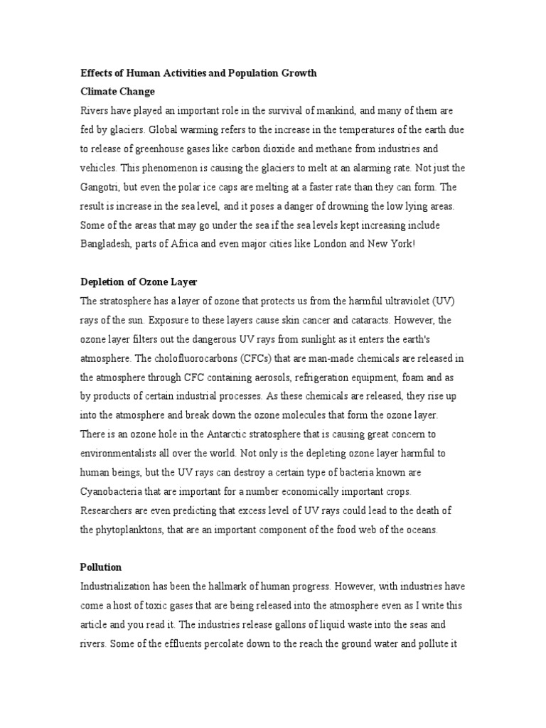 Effects of Human Activities and Population Growth | PDF | Ozone ...