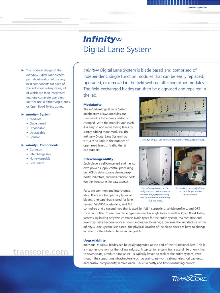 Infinity Digital Lane System Product Sheet | PDF | Modularity | Trademark