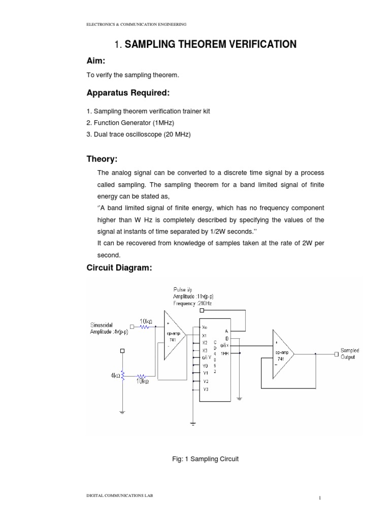 Sampling Theorem Verification: Electronics & Communication Engineering | PDF | Modulation ...
