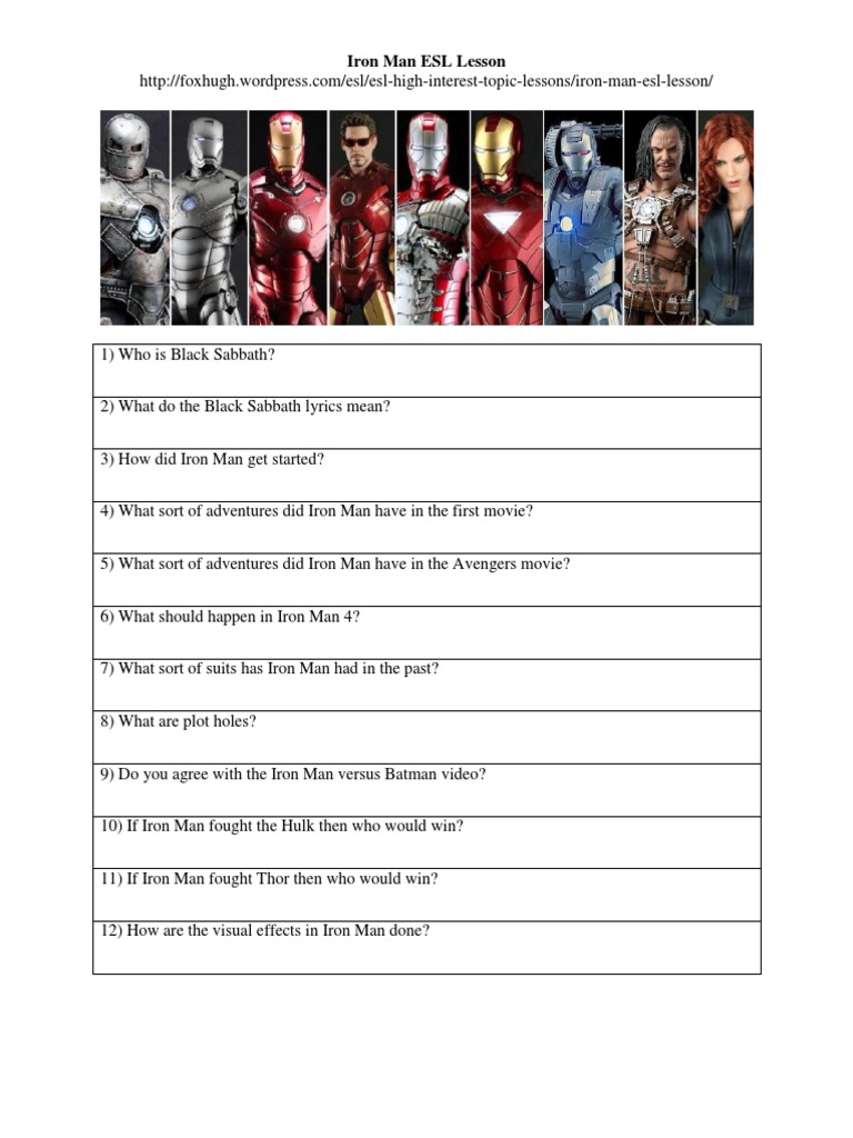 Iron Man ESL Lesson Overview | PDF | Language Arts & Discipline
