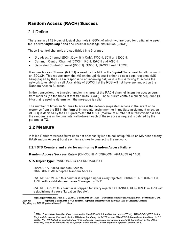 2.1 Define: Random Access (RACH) Success | PDF | Wireless | Radio ...
