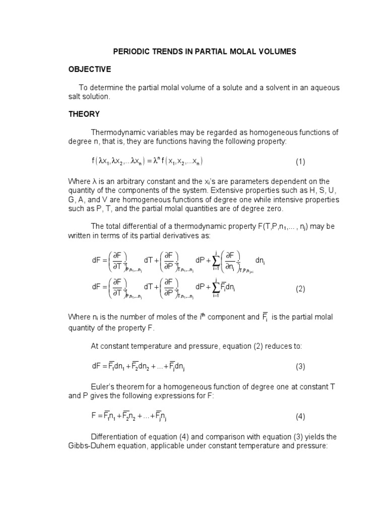 Partial Molal Quantities | PDF | Physical Sciences | Physics