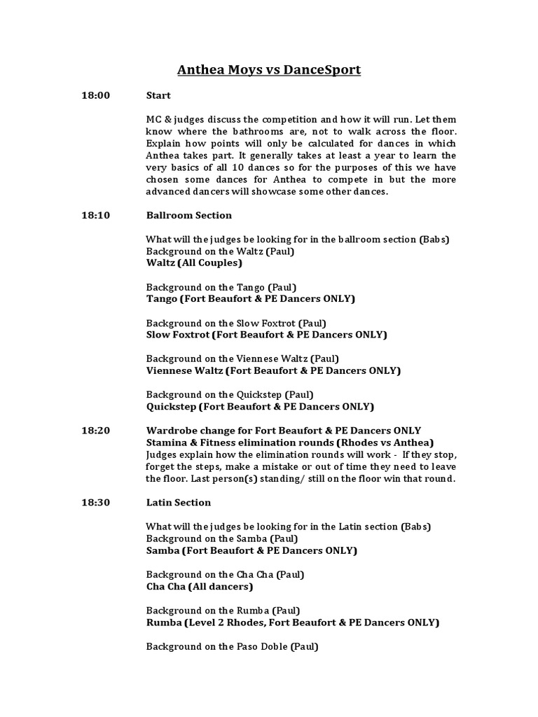 Anthea Moys Vs Rhodes DanceSport and Ta Mtshizz Dance Club Schedule For ...
