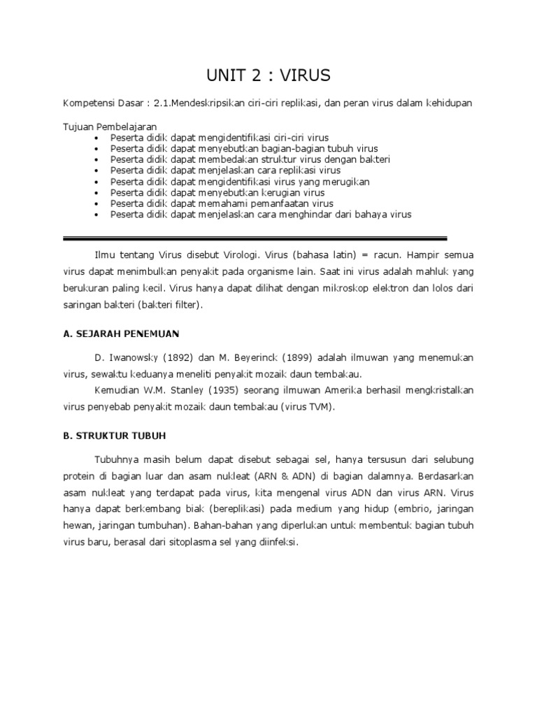 Modul VIRUS Biologi Sma Kelas X | PDF