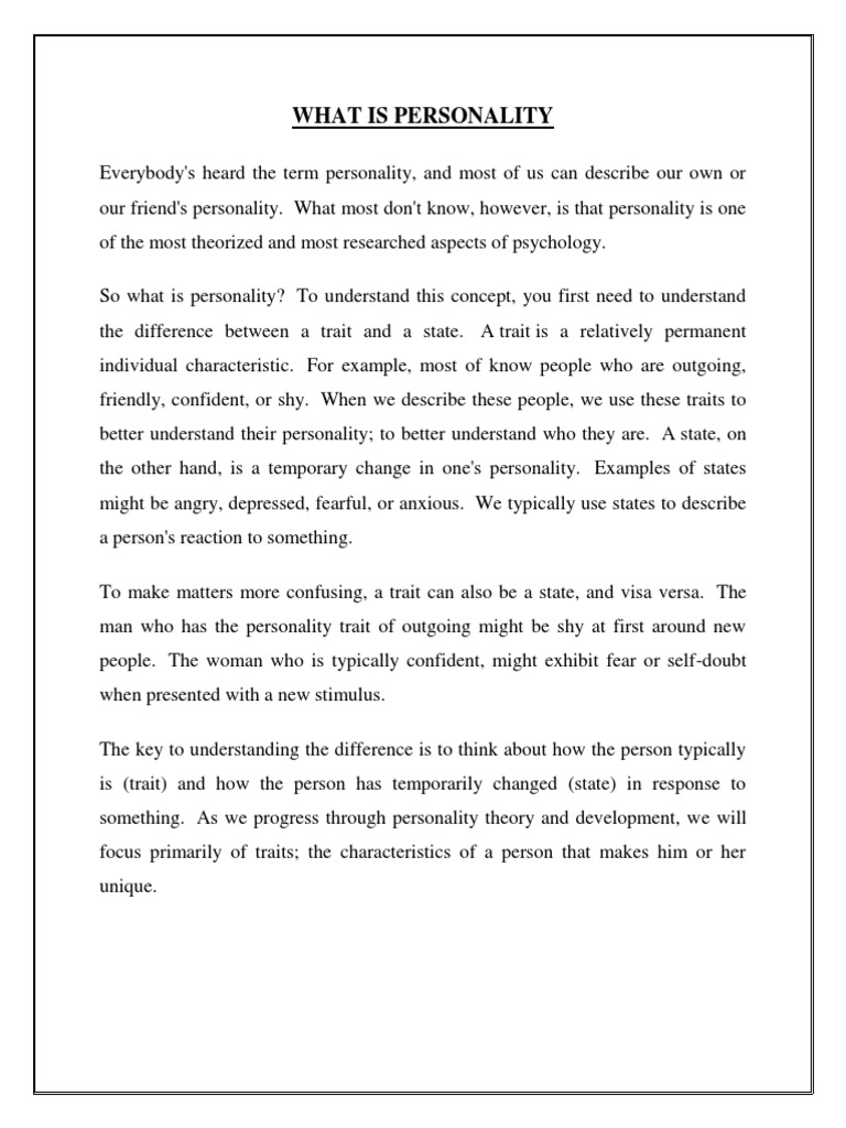 Personality | PDF | Personality Type | Thought