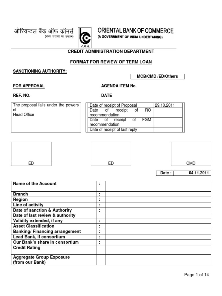 Term Loan Review Format | PDF | Financial Capital | Banks