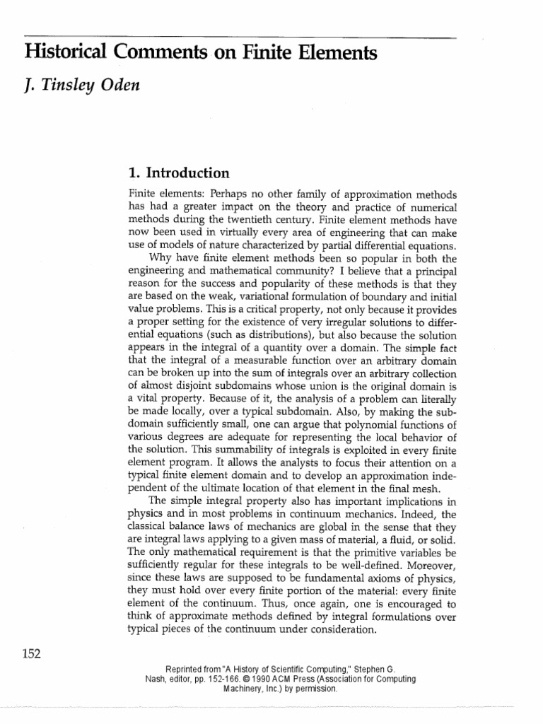 (Oden) Historical Comments On Finite Elements | PDF