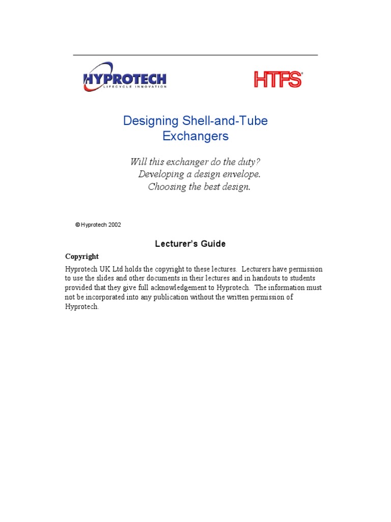 HYSYS - Htfs Exchanger | PDF | Teaching Methods & Materials ...