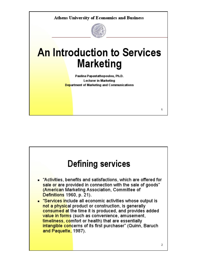 Introduction To Services Marketing | PDF | Delivery (Commerce) | Marketing