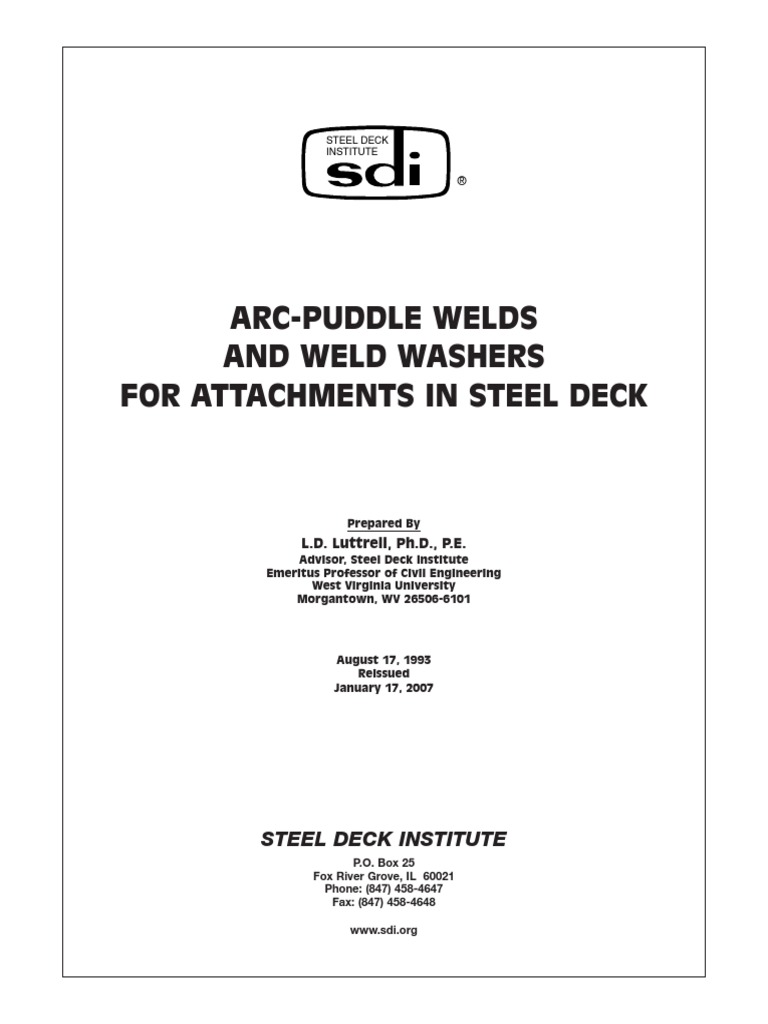 Paper From SDI (Structural Deck Institute) WW | PDF | Sheet Metal | Welding