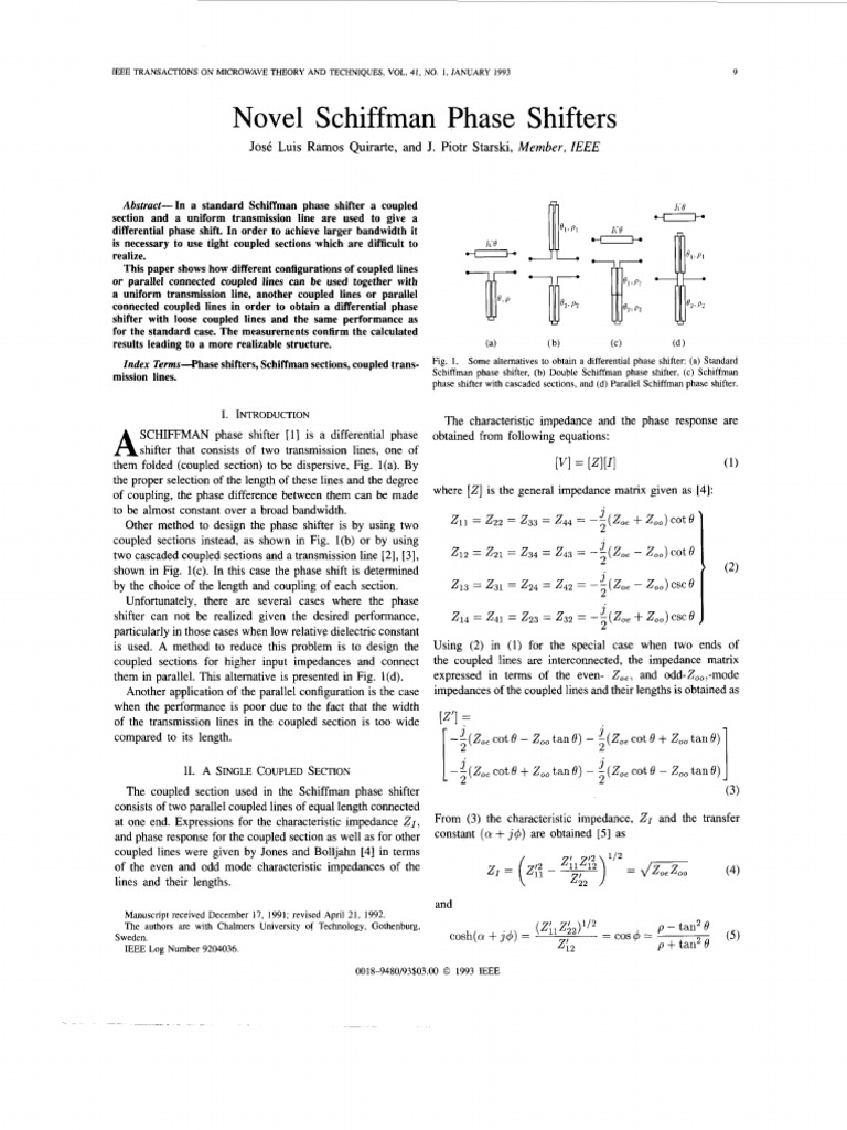 Novel Schiffman Phase Shifters | PDF | Transmission Line | Electrical ...