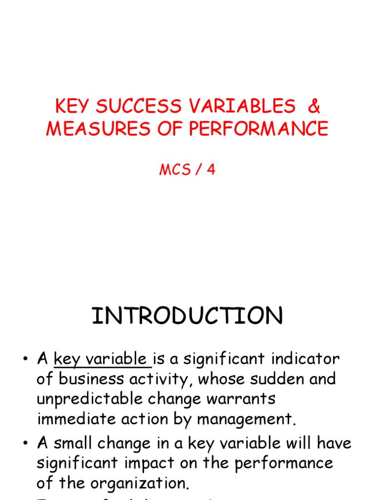 Key Success Variables & Measures of Performance | PDF | Strategic ...