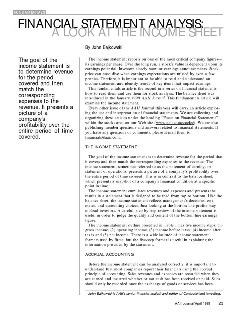 Analyzing Income Statements | PDF | Depreciation | Expense