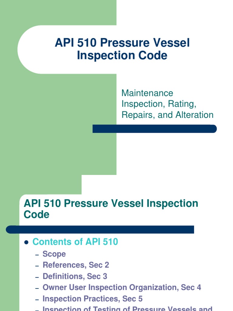 API 510 Pressure Vessel Inspection | PDF