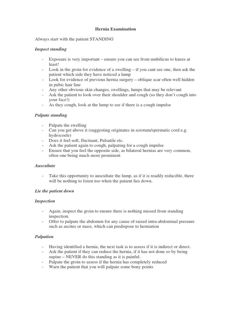 Hernia Examination Scheme | Human Anatomy | Medical Specialties