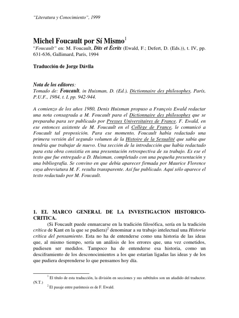 Foucault: Subjetividad y Conocimiento | PDF | Filosofía