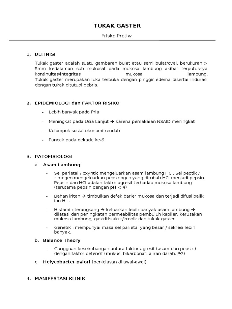 Tukak Gaster, Ulkus Gaster, Lambung | PDF