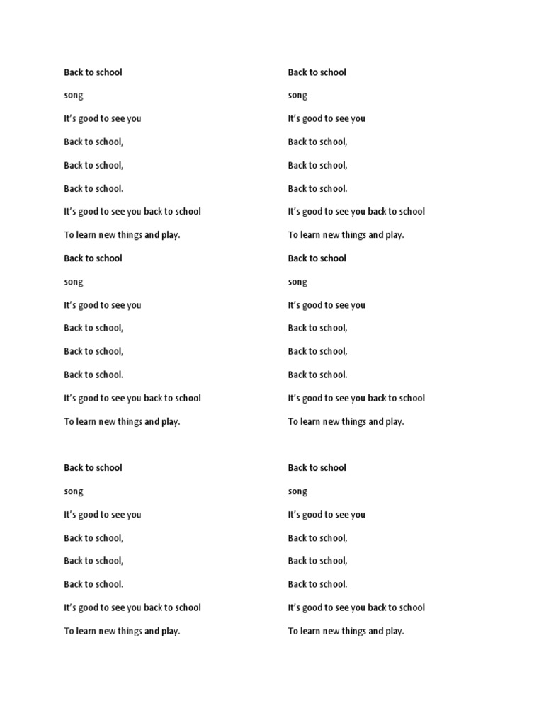 Back To School Song | PDF
